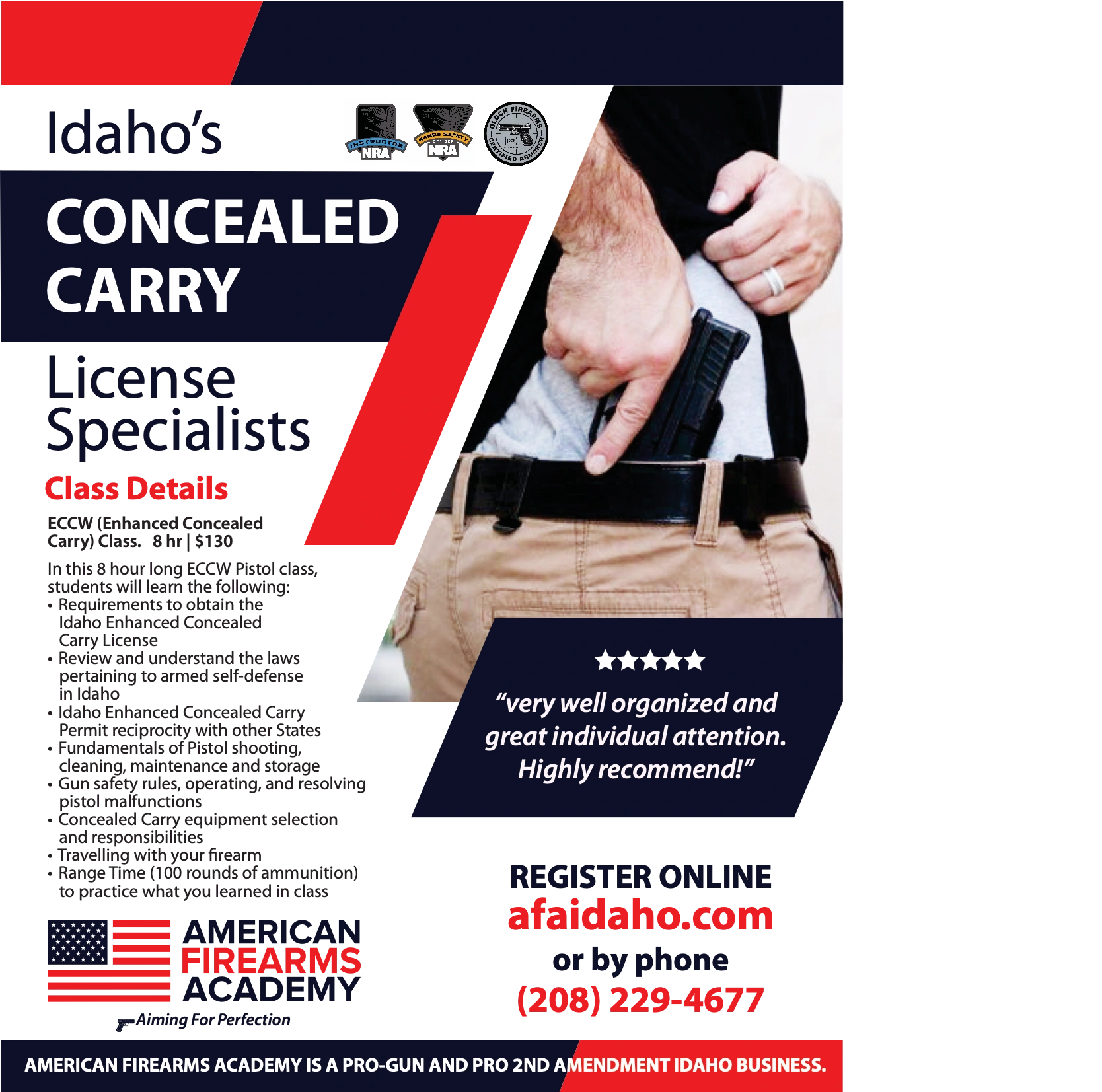 ECCW (Enhanced Concealed Carry) Class - Saturday, August 29th, 2020